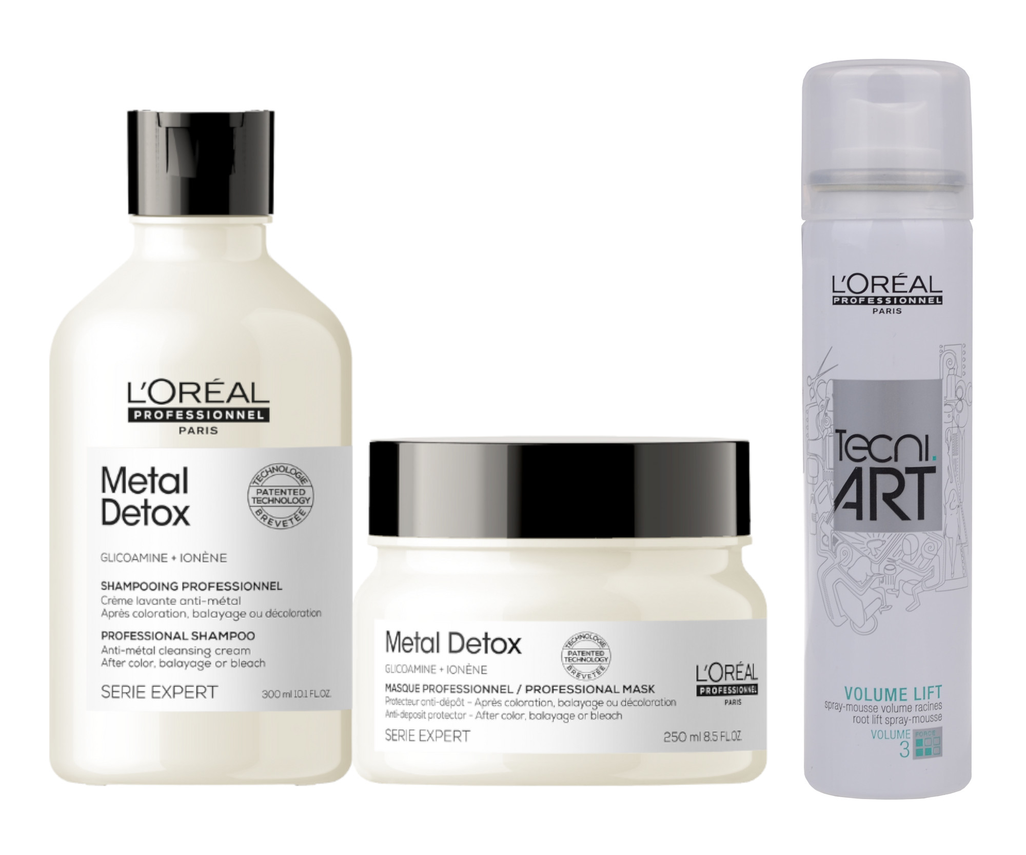 Sada pro barvené a poškozené vlasy Loréal Professionnel Metal Detox + pěna pro objem vlasů ...