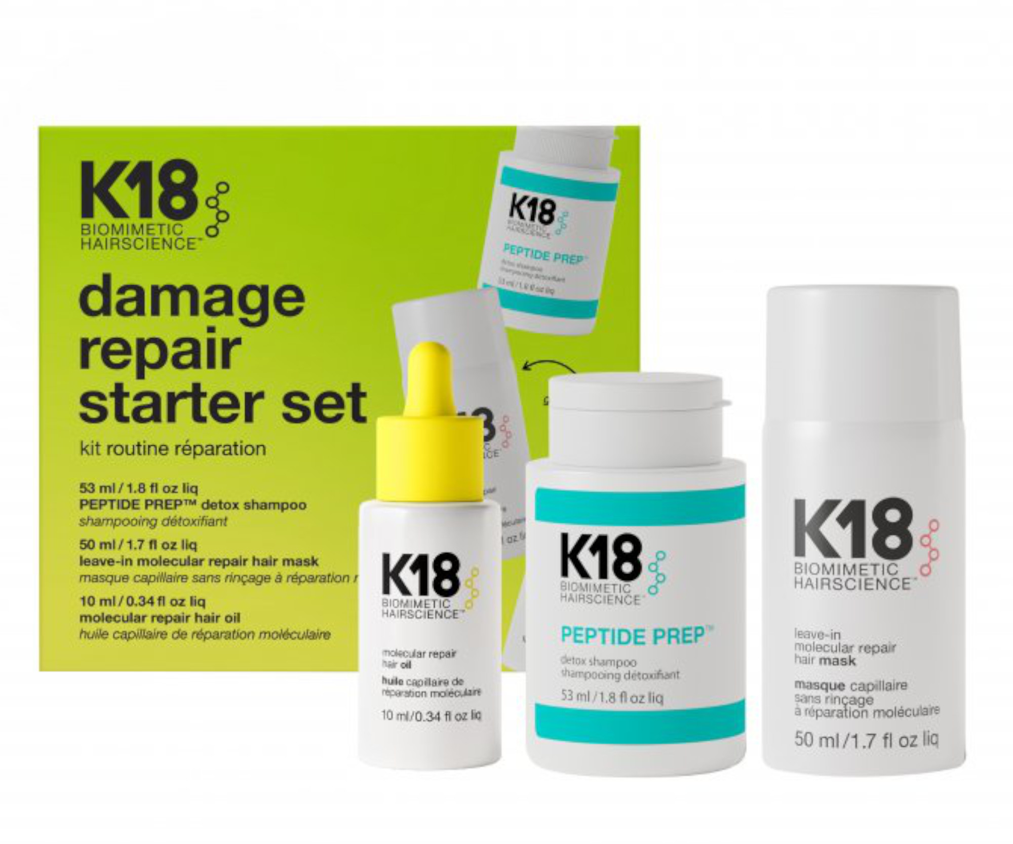 Dárková sada pro obnovu poškozených vlasů K18 Damage Repair Starter Set ...